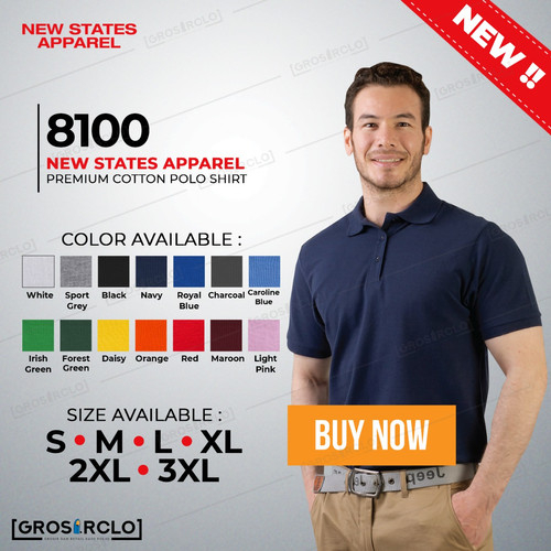 Jual NSA Polo Shirt Premium Cotton Kaos New States Apparel 8100 ...