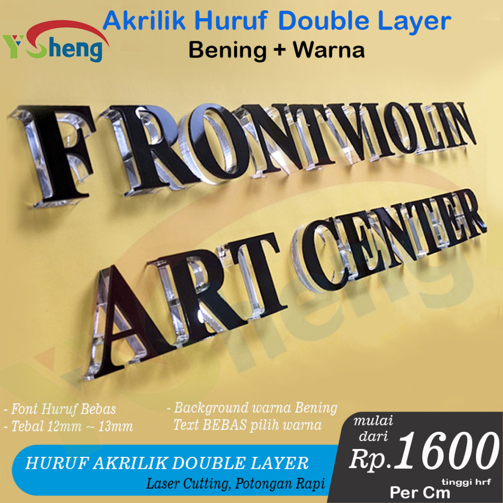 Jual Akrilik Huruf Double Layer Bening & Warna / Letter Acrylic ...