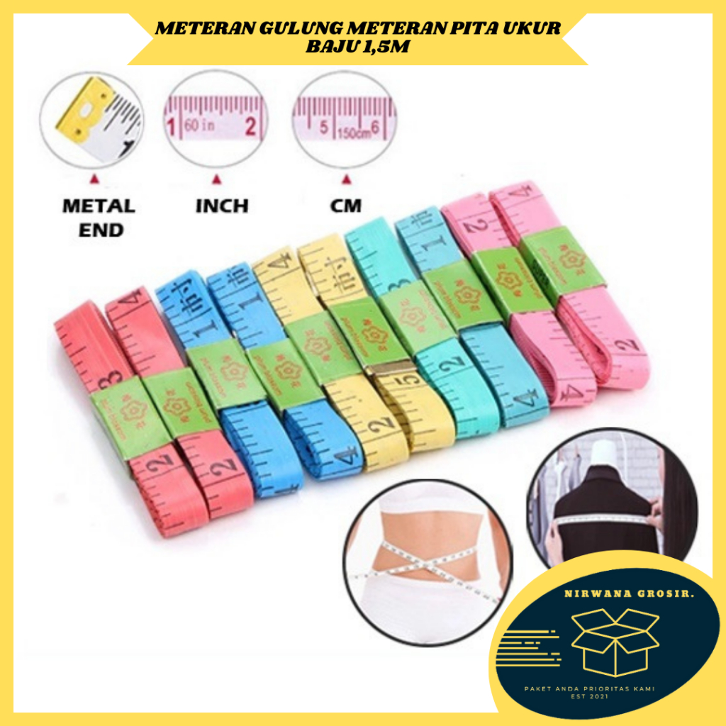 Jual NG Meteran Jahit Kain Baju Alat Ukur Panjang 150cm 1.5M tali ...