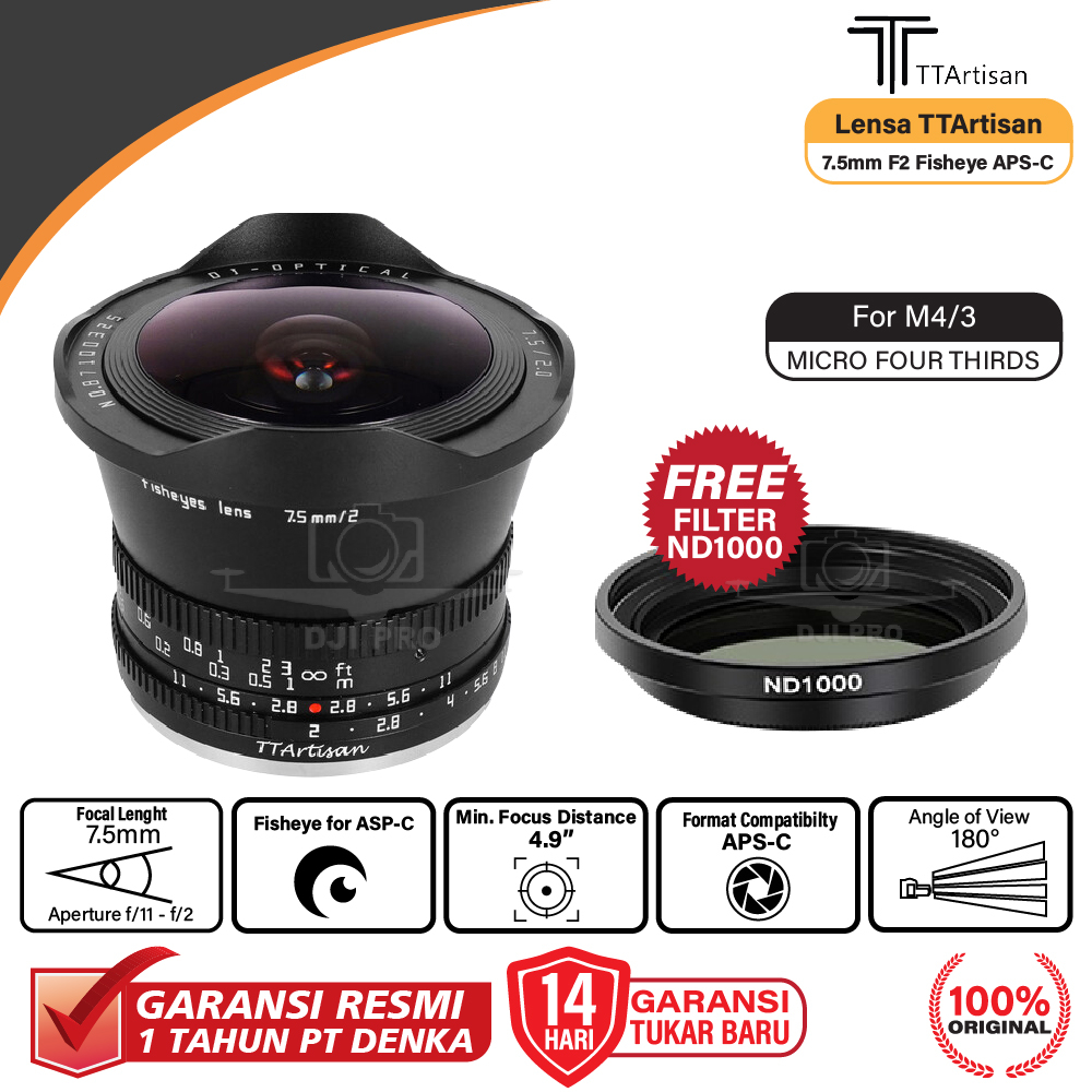 Jual Lensa TTartisan 7.5mm F2 Fisheye Lens for APS-C Canon Sony ...