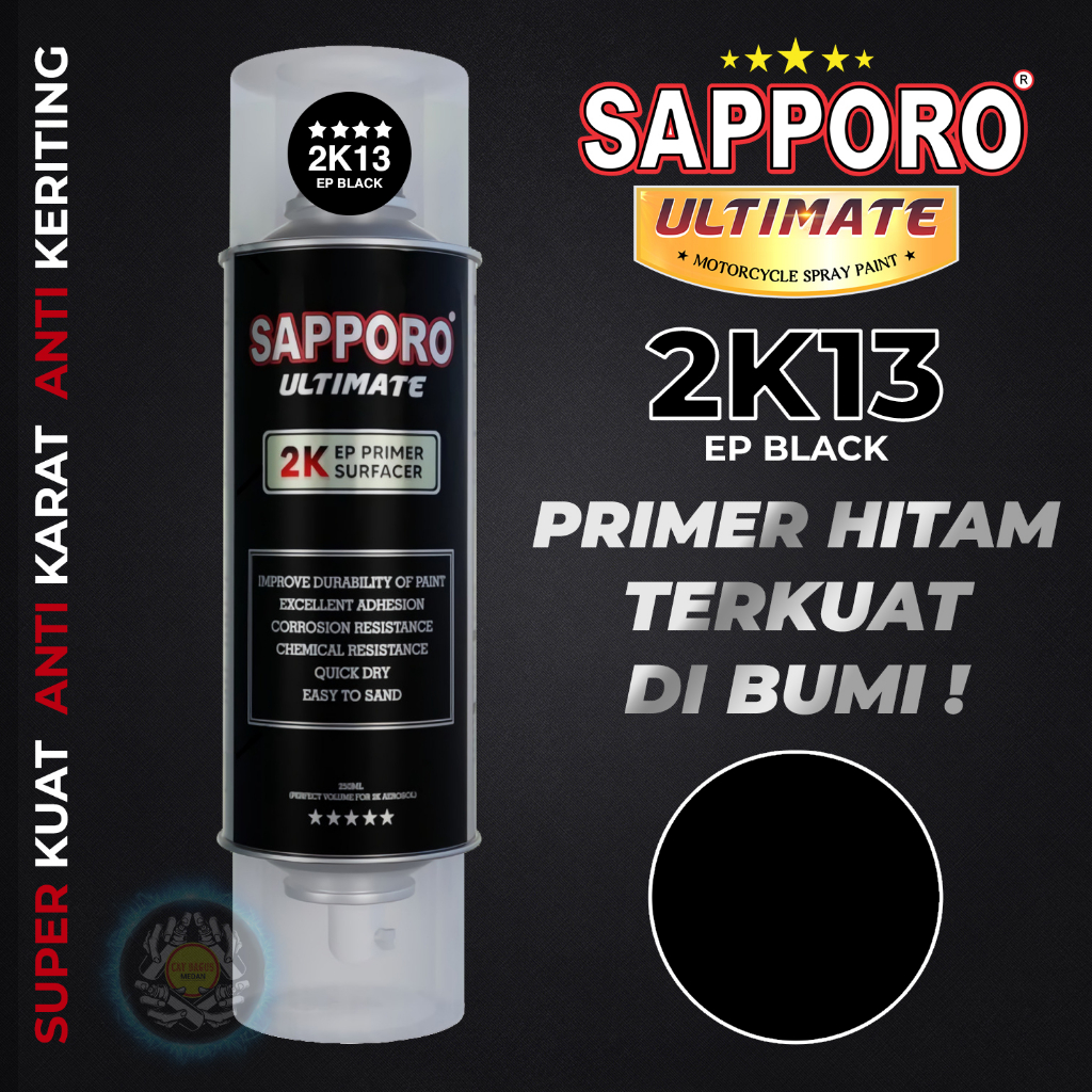 Jual SAPPORO ULTIMATE 2K13 EP BLACK SURFACER EPOXY HITAM DOFF DOF PALING KUAT CAT SEMPROT PU 2 ...
