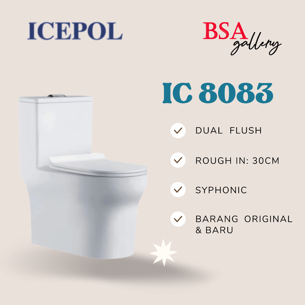 Jual KLOSET DUDUK ICEPOL IC8083 / CLOSET TOILET DUDUK MONOBLOK | Shopee Indonesia