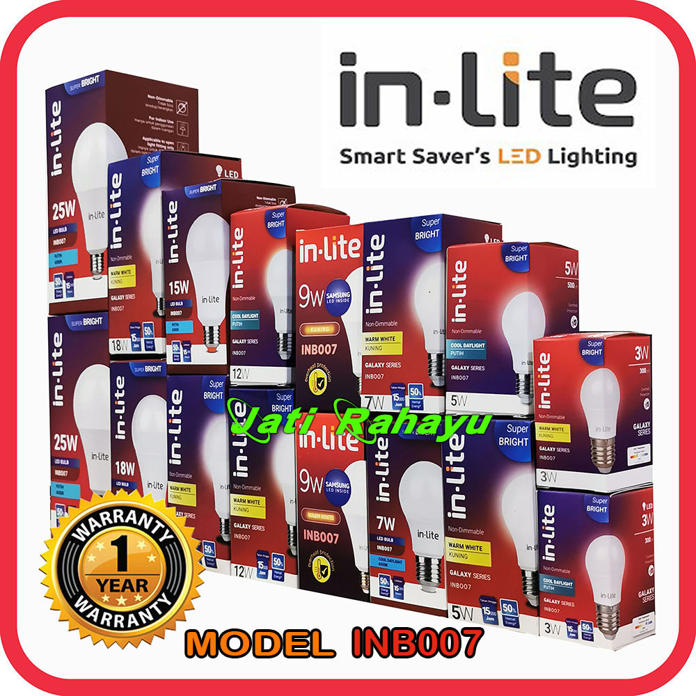 Jual LAMPU LED INLITE 3w 5w 7w 9w 12w 15w 18w 25w PUTIH, KUNING INB007 ...