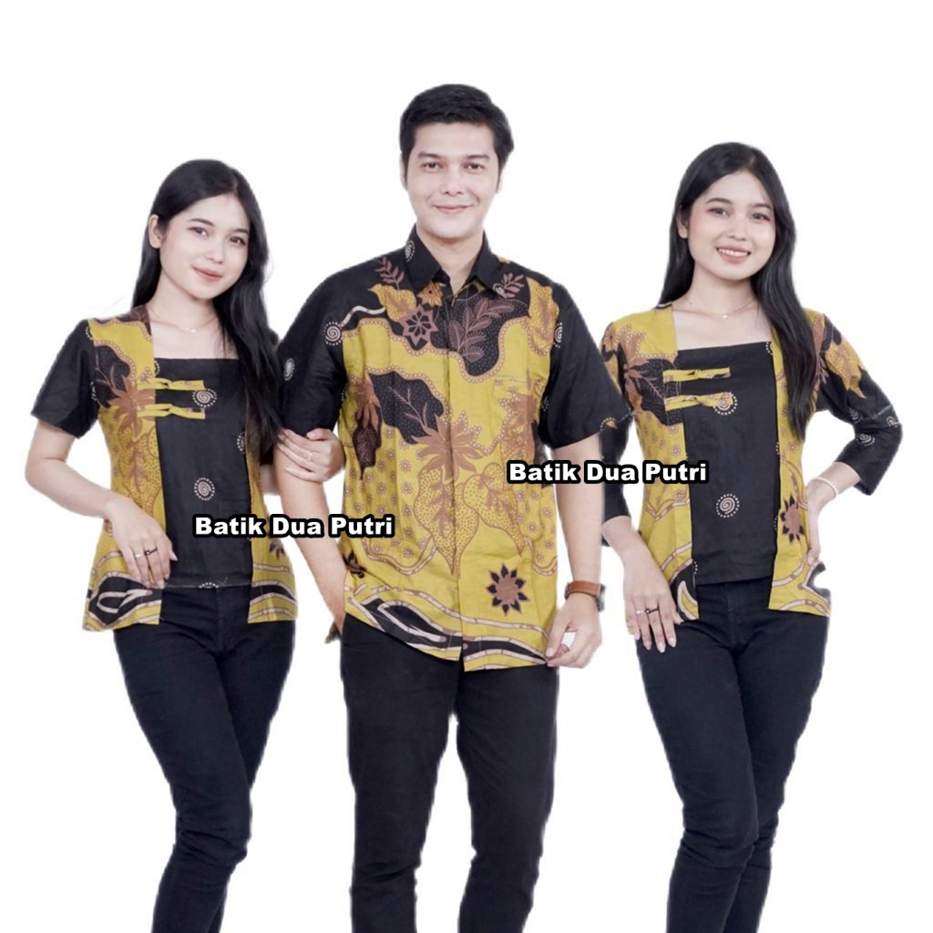 Jual Batik Couple Wanita Blouse Kutubaru Modern Bunga Lengan 7/8 dan ...
