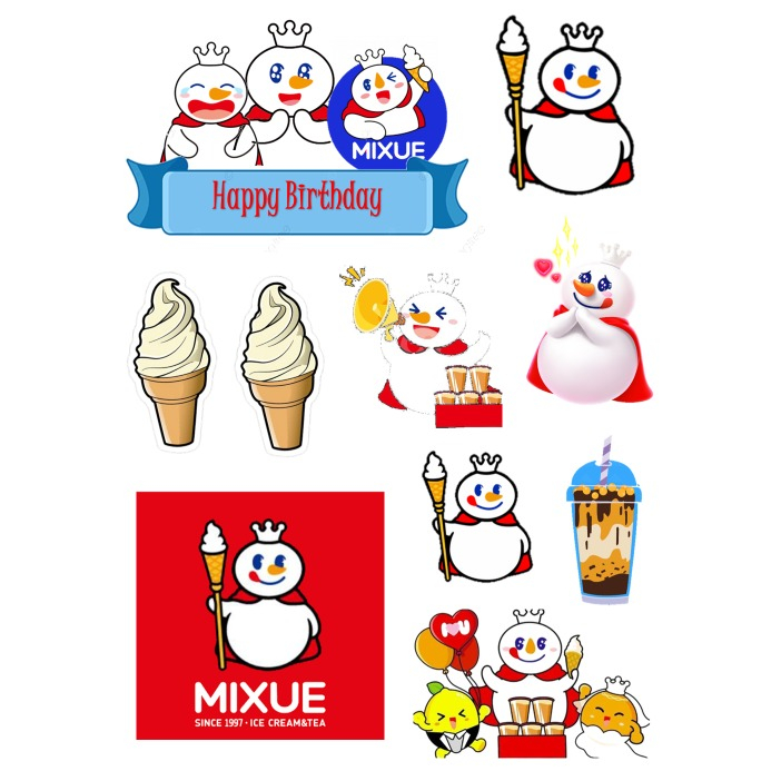 Jual MIXUE/ Topper Ultah MIXUE Custom Nama/Topper Cake/MIXUE set hiasan ...