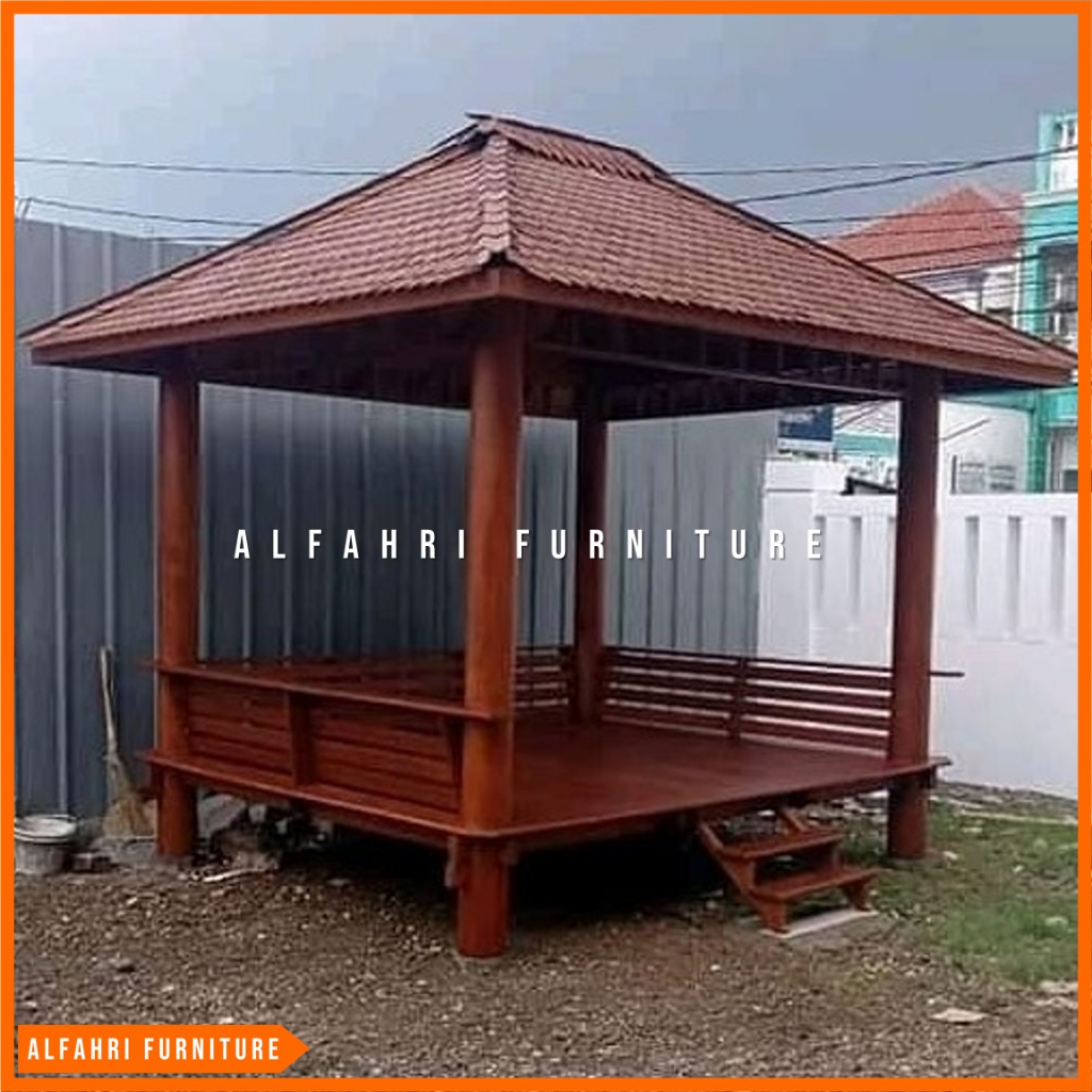 Jual Saung Gazebo Kayu Minimalis Murah 3x3 Meter | Gasebo Taman Rumah ...