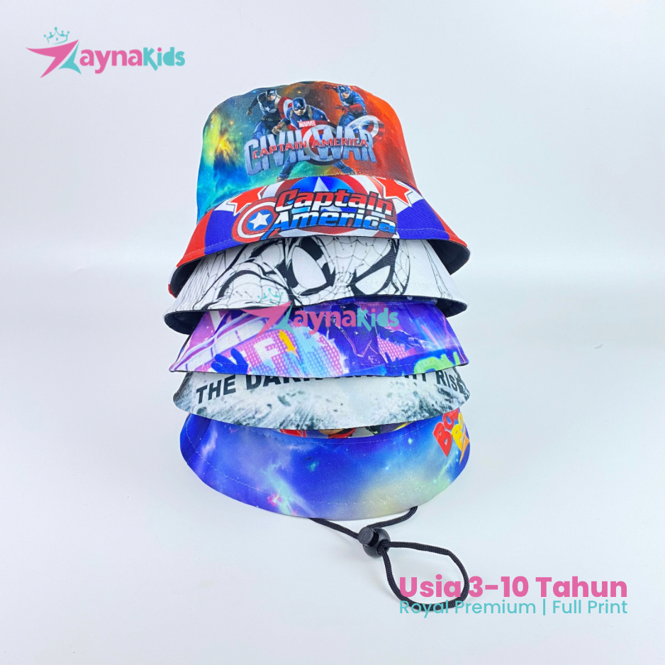 Jual Topi bucket hat anak laki laki dan perempuan karakter superhero ...