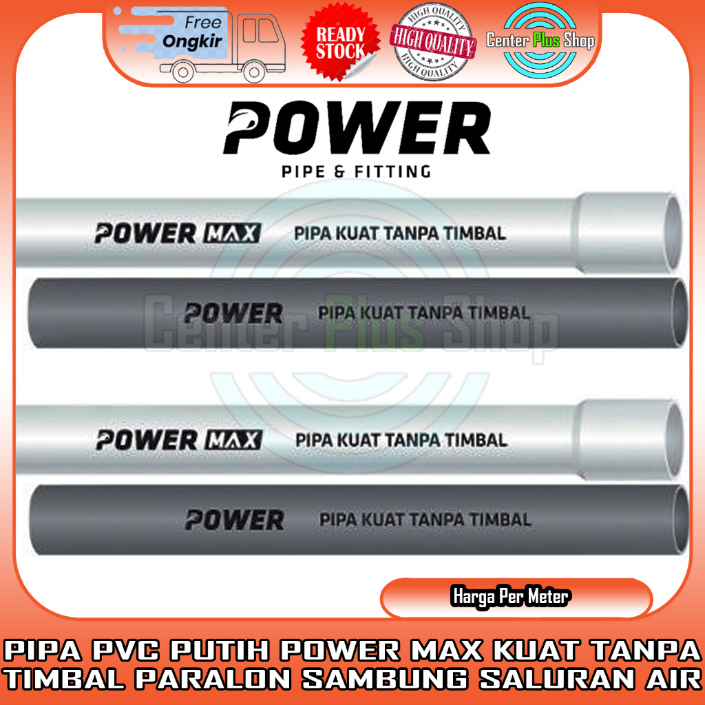 Jual PIPA PVC POWER AW C D METERAN 1 METER PUTIH 1½” 2” 2½” PARALON ...