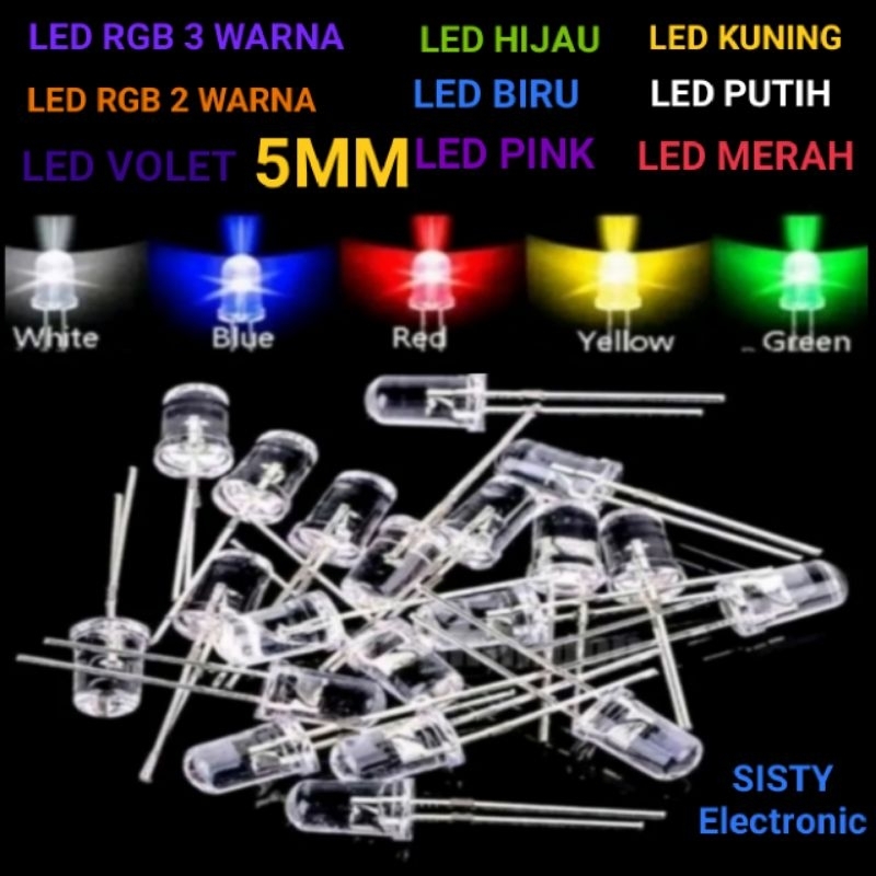 Jual Led Bening 5mm RGB 3 warna Merah Biru Hijau | Shopee Indonesia