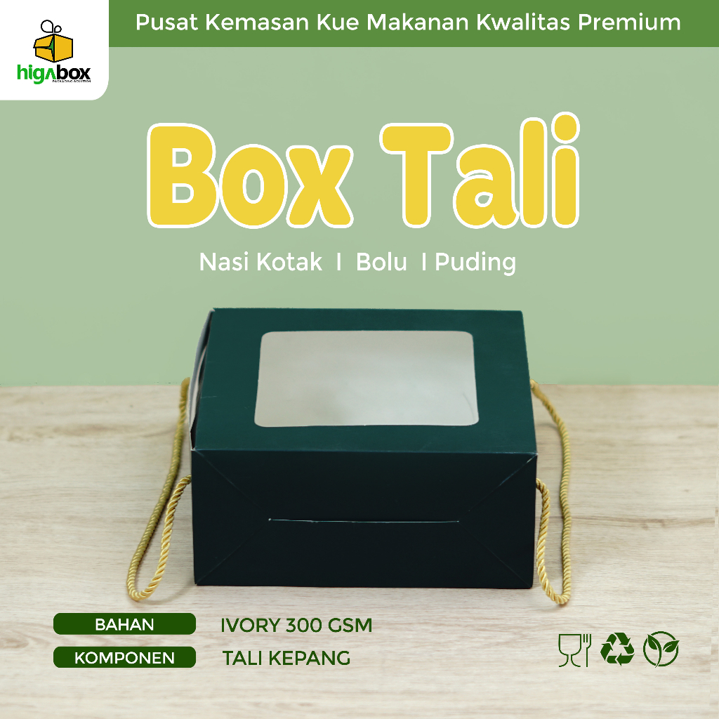 Jual Box Mika roti Tart Brownies Bolu Ivory Tali 22 x 22 x 10 cm | Dus ...
