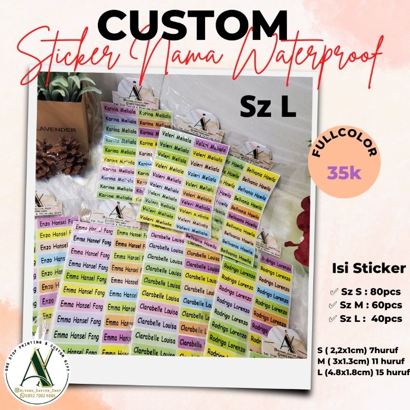 Jual sticker nama waterproof , label nama waterproof , colorfull - sz L ...