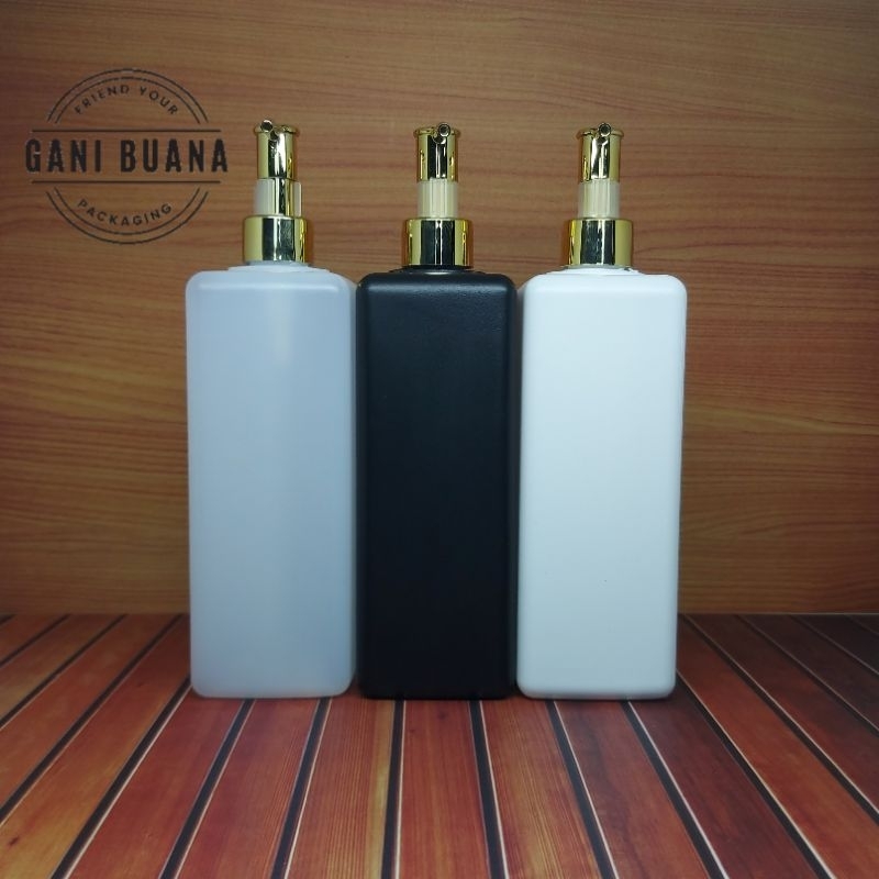 Jual BOTOL PUMP 500ML HDPE KOTAK TUTUP CLIP OIL GOLD NECK 24 | Shopee Indonesia