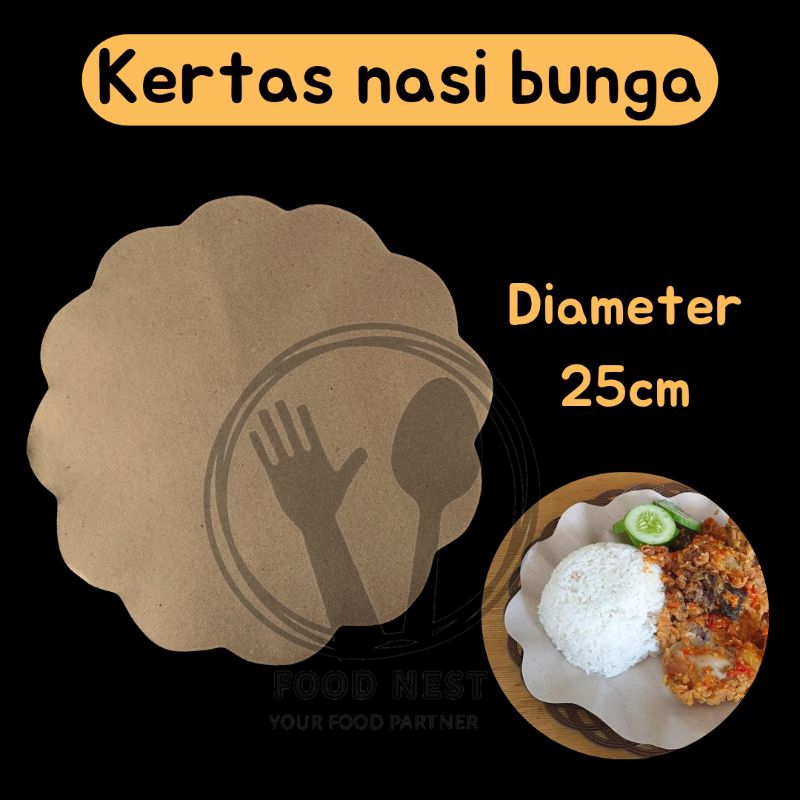 Jual KERTAS NASI BUNGA COKLAT KERTAS PEMBUNGKUS NASI BUNGKUS NASI WARTEG UK 25X35 ISI 200 LEMBAR ...