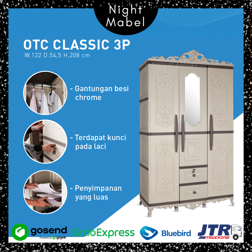 Jual OTC 3P CLASSIC HANGER - LEMARI PAKAIAN PLASTIK 3 PINTU CERMIN ...