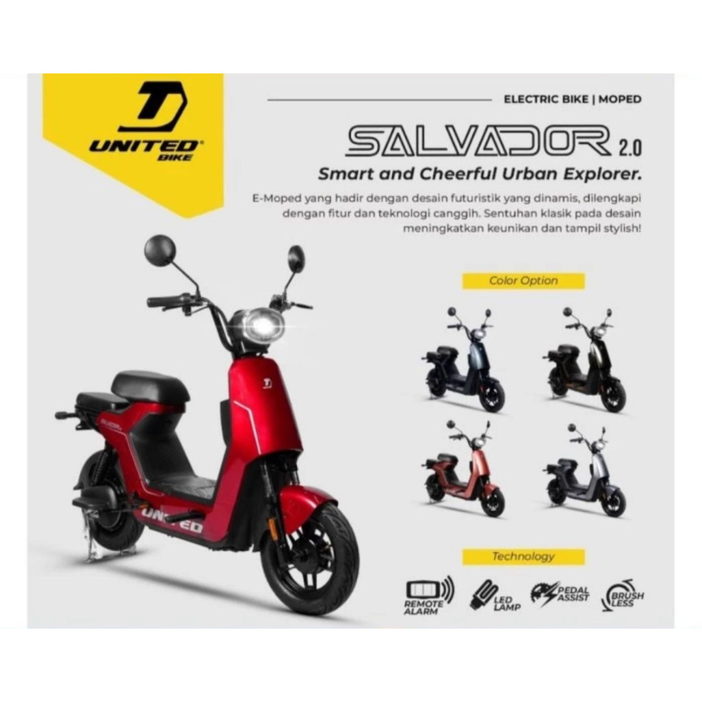 Jual (BATAM) Sepeda Listrik Scooter Listrik United Salvador 2.0 ...