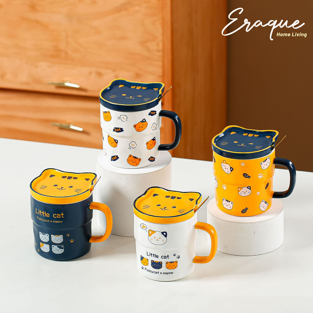 Jual Little Cat Mug / Gelas Cangkir Mug Keramik Korea Karakter Kucing ...