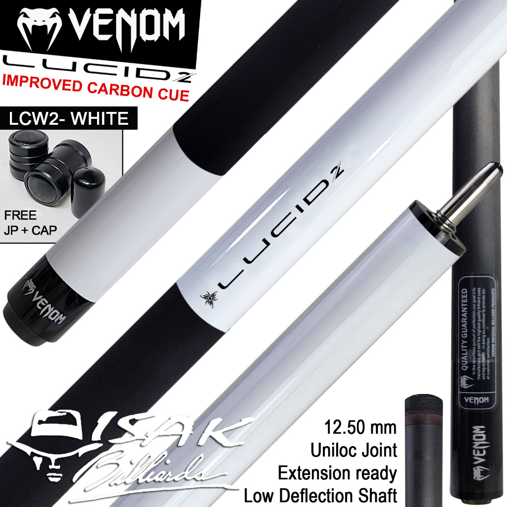 Jual Venom Lucid Carbon LCW White Cue - Uniloc Extension Bumper Stick ...