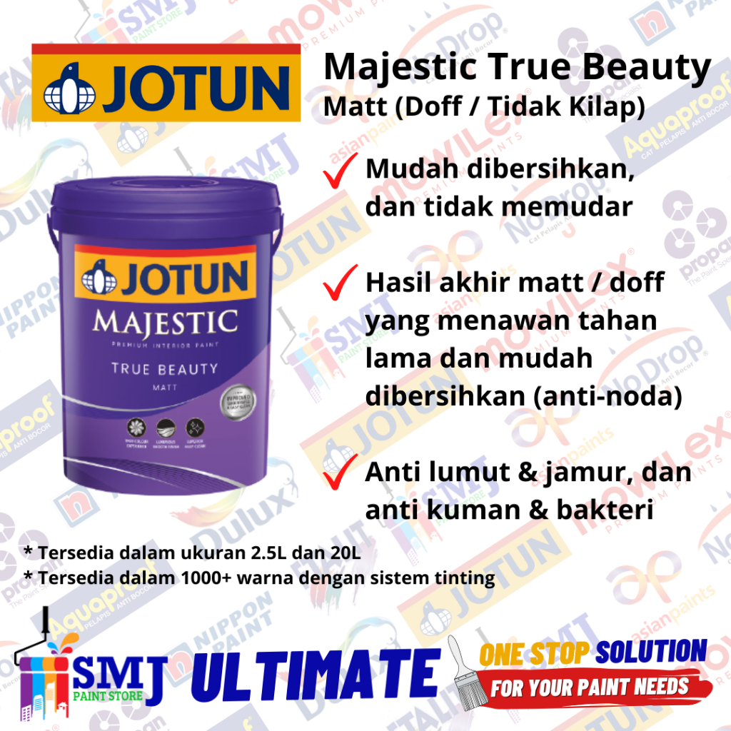 Jual Cat Tembok Interior JOTUN MAJESTIC TB MATT Warna Putih 2,5L ...