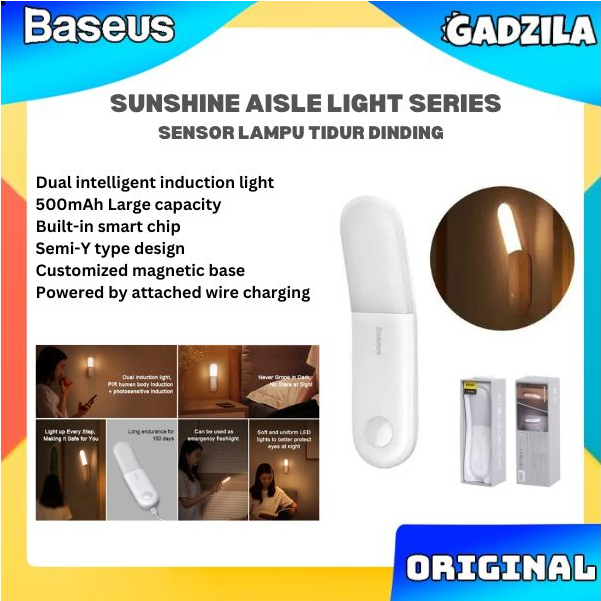 Jual BASEUS SUNSHINE AISLE NIGHT LIGHT HUMAN BODY SENSOR LAMPU MALAM ...