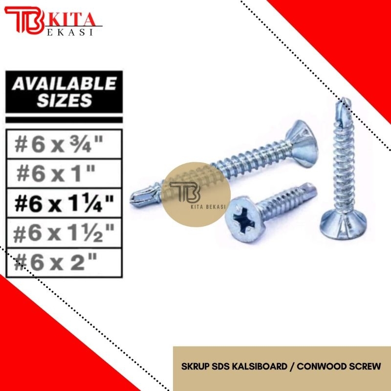 Jual SKRUP ROOFING SDS FH 6X1 1/4 / FLAT HEAD SELF DRILLING SCREW ...