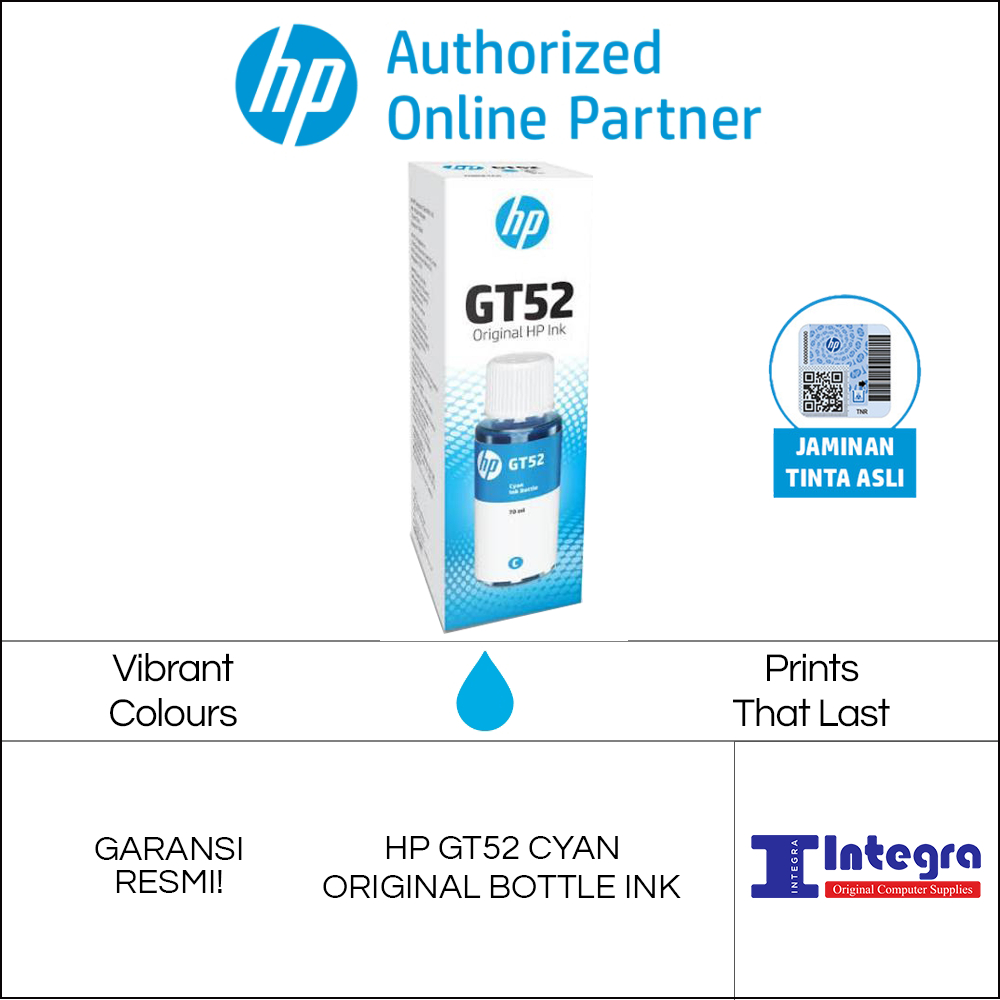 Jual Tinta HP GT 52 | GT52 Cyan Original Ink Bottle - M0H54AA for ...