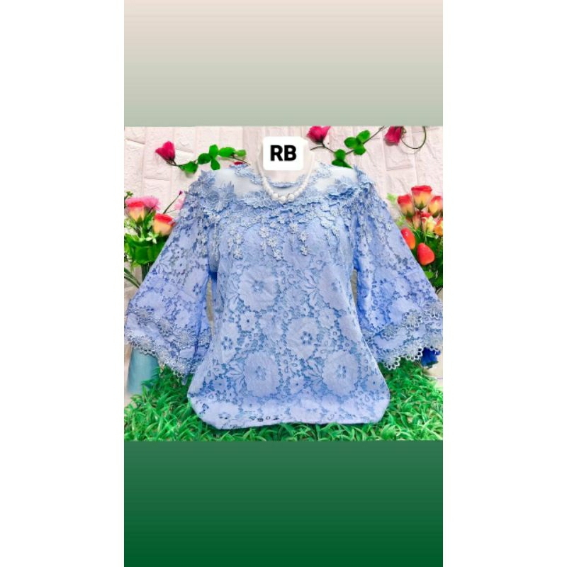 Jual Atasan brokat bangkok premium blus Brokat halus model Sabrina ...