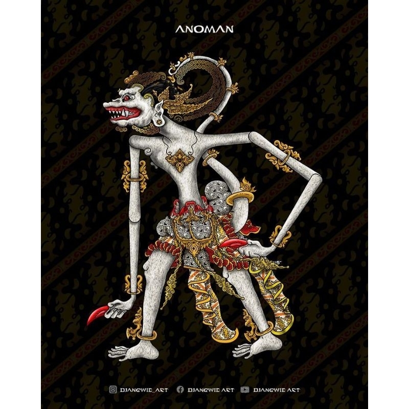 Jual hiasan dinding poster wayang Anoman putih plus FIGURA ukuran 53*35 ...