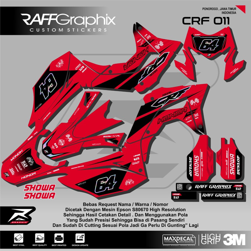Jual decal crf full body - sticker decal crf 150 L - decal crf super glosy premium - decal crf ...