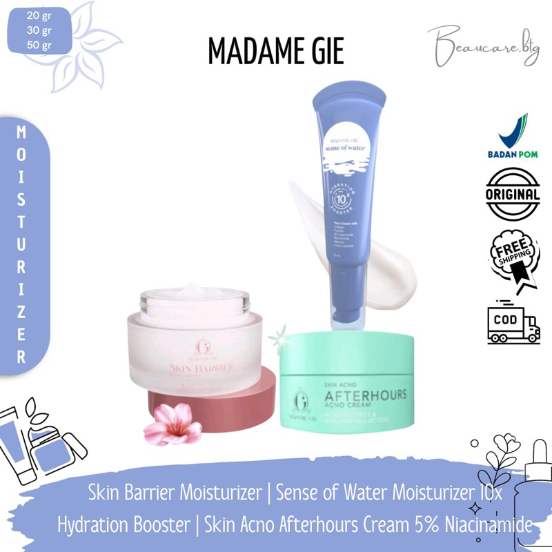 Jual MADAME GIE Skin Barrier Moisturizer | Sense of Water | Skin Acno Afterhours | Shopee Indonesia