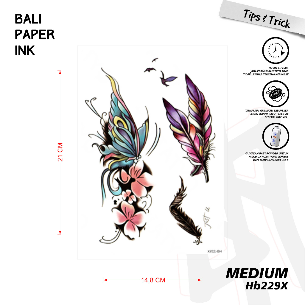 Jual HB229X Bulu merak - Medium - Basic Tato - By Bali Paper Ink ...