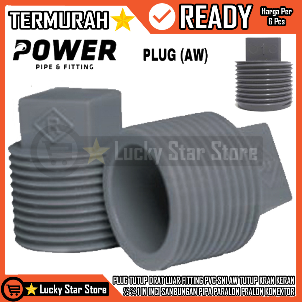 Jual PLUG TUTUP DRAT LUAR FITTING PVC SNI AW TUTUP KRAN KERAN PVC (AW ...
