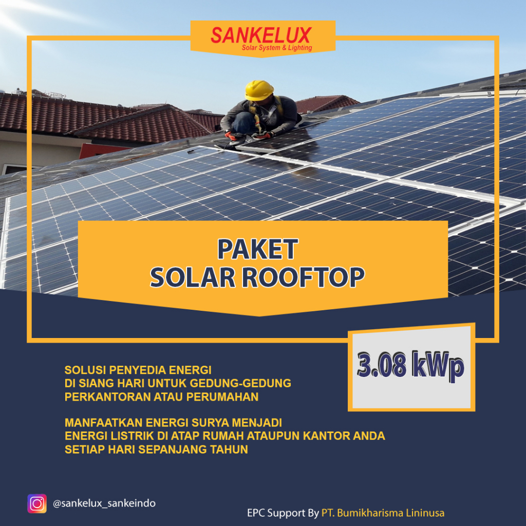 Jual Solar Rooftop On Grid 3.08 kWp 1 Phase / Paket PLTS On Grid 3.080 ...