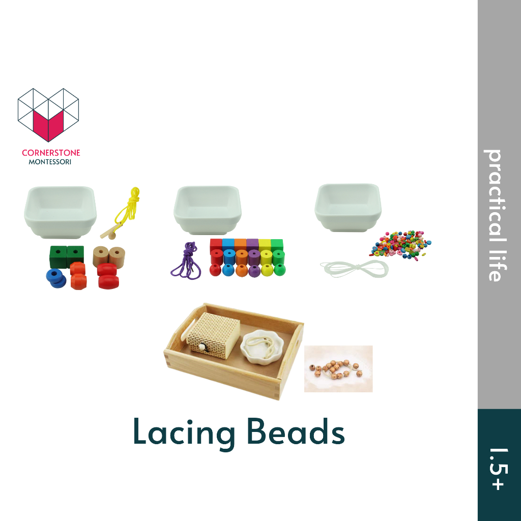 Jual Cornerstone Montessori Lacing Threading Beads - Montessori ...