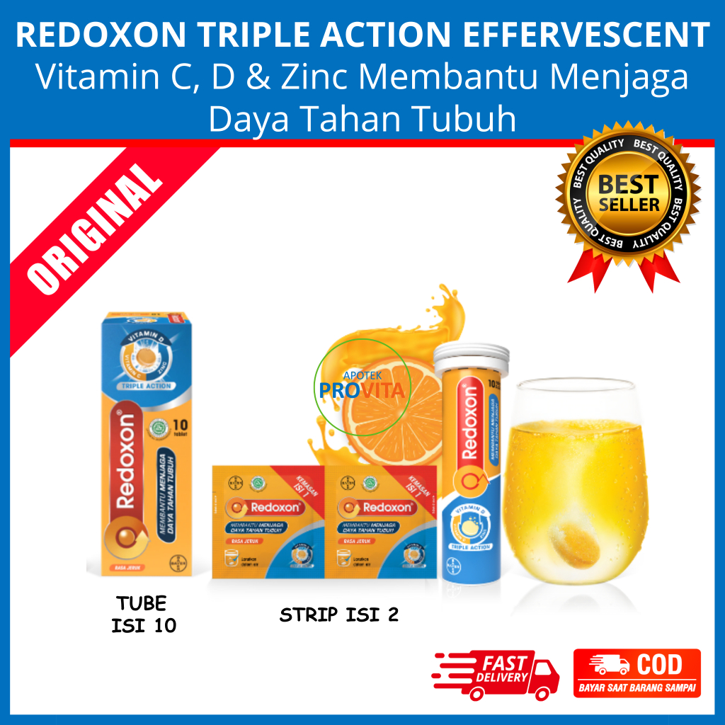 Jual REDOXON TRIPLE ACTION ISI 10 TABLET EFFERVESCENT RASA JERUK ...