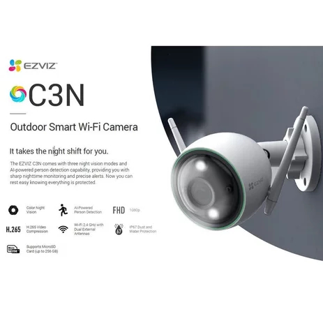 Jual Kamera CCTV Ezviz Outdoor C3N COLOR NIGHT Smart IR Outdoor IP ...