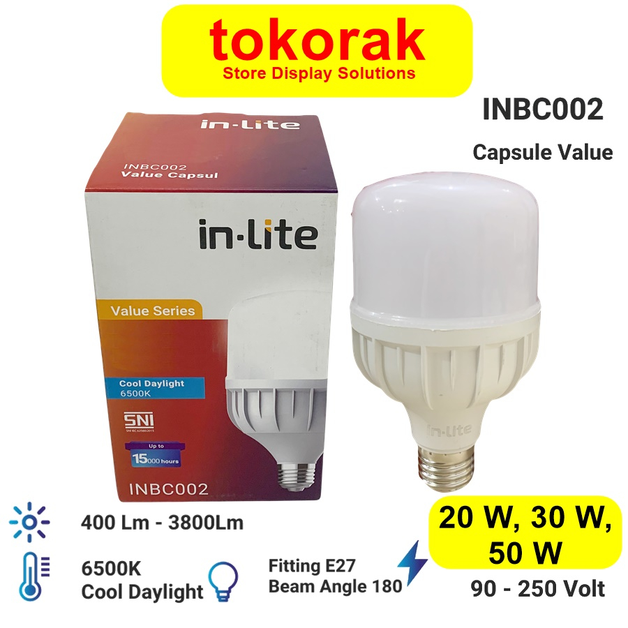 Jual LAMPU KAPSUL 20 30 50 WATT INBC002 IN LITE CAPSULE LED 20W 30W 50W PUTIH 20WATT 30WATT ...