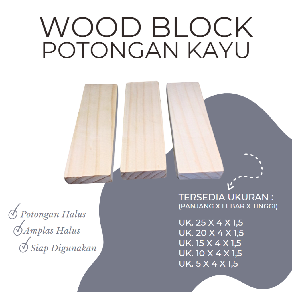 Jual LEBAR 4CM MINI WOOD BLOCK / PATONGAN KAYU UNTUK KERAJINAN CRAFT ...