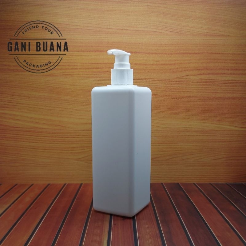 Jual BOTOL PUMP 500ML HDPE KOTAK FULL PUTIH NECK 24 | Shopee Indonesia