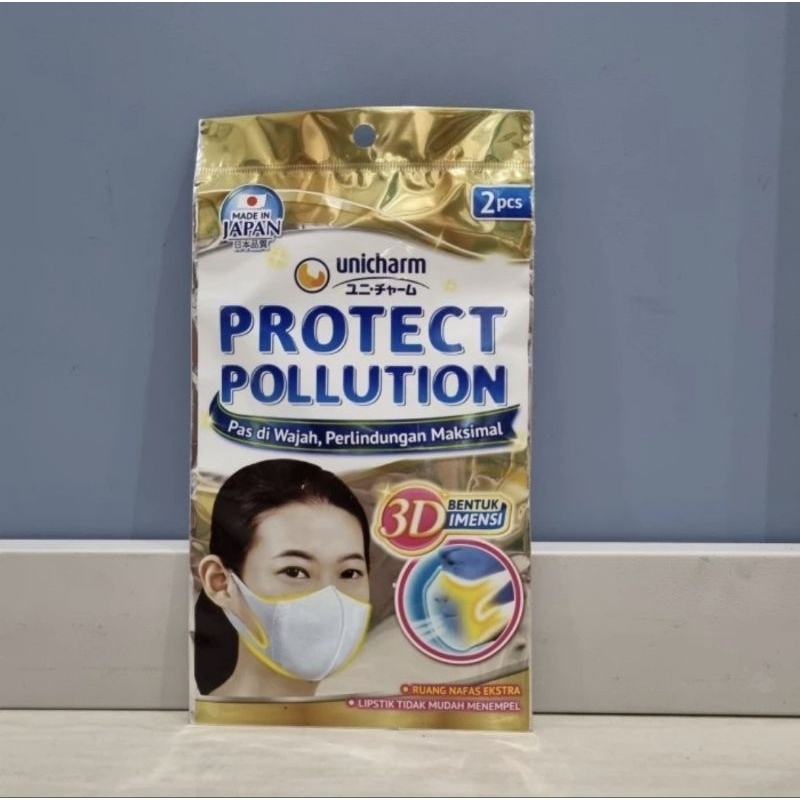 Jual UNICHARM protect pollution 3D mask masker kesehatan sachet isi ...