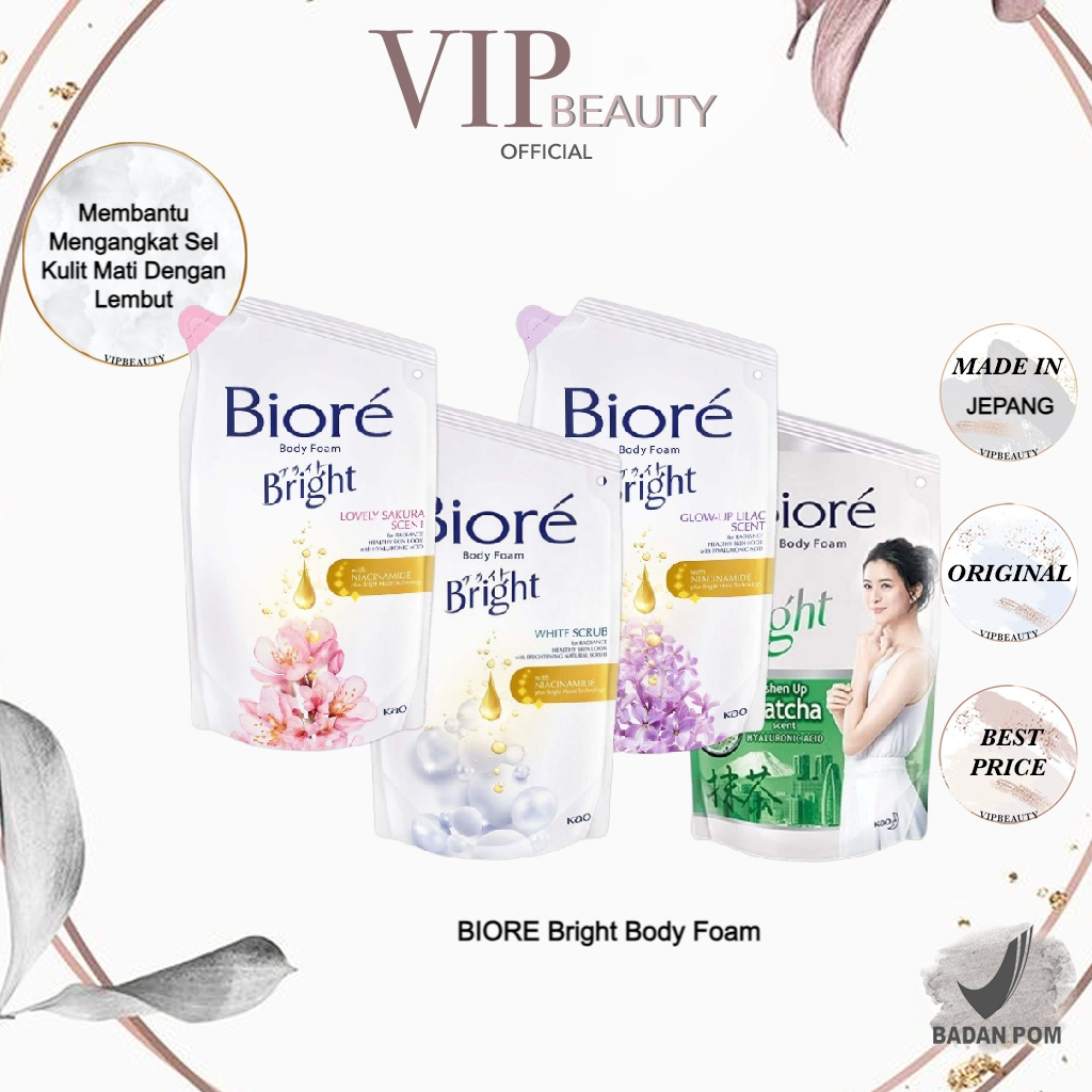 Jual BIORE Bright Body Foam / Sabun Cair / Sabun Mandi - White Scrub | Lovely Sakura | Freshen ...