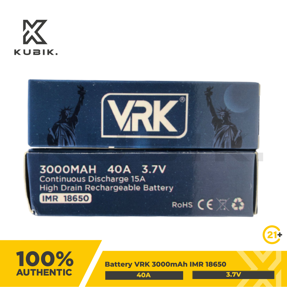 Jual Battery VRK 3000 mAh 18650 40A 3.7V Authentic | Shopee Indonesia