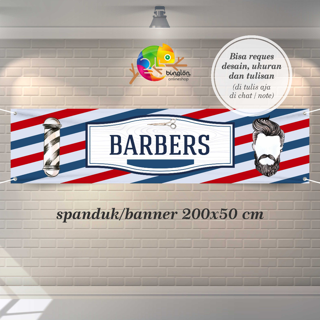 Jual Size 200x50 Cm Spanduk Banner Barbershop Simple C Spanduk Pangkas ...
