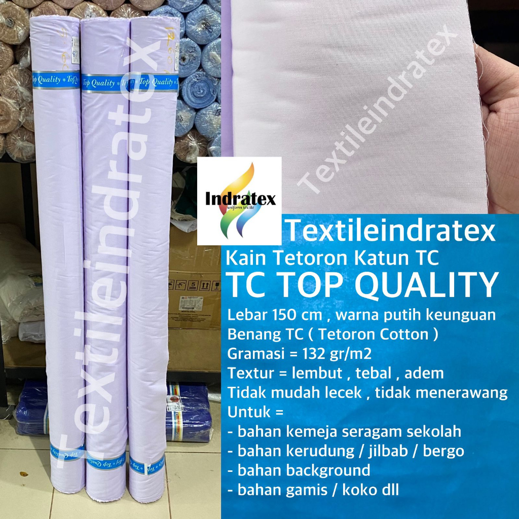 Jual ( per 1 roll ) Kain katun jepang putih TC TOP QUALITY gulung ...