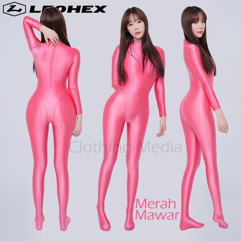 Jual LEOHEX Bodysuit Full Glossy Premium Silky Elastis Lengan Panjang Zentai Halus | Shopee ...