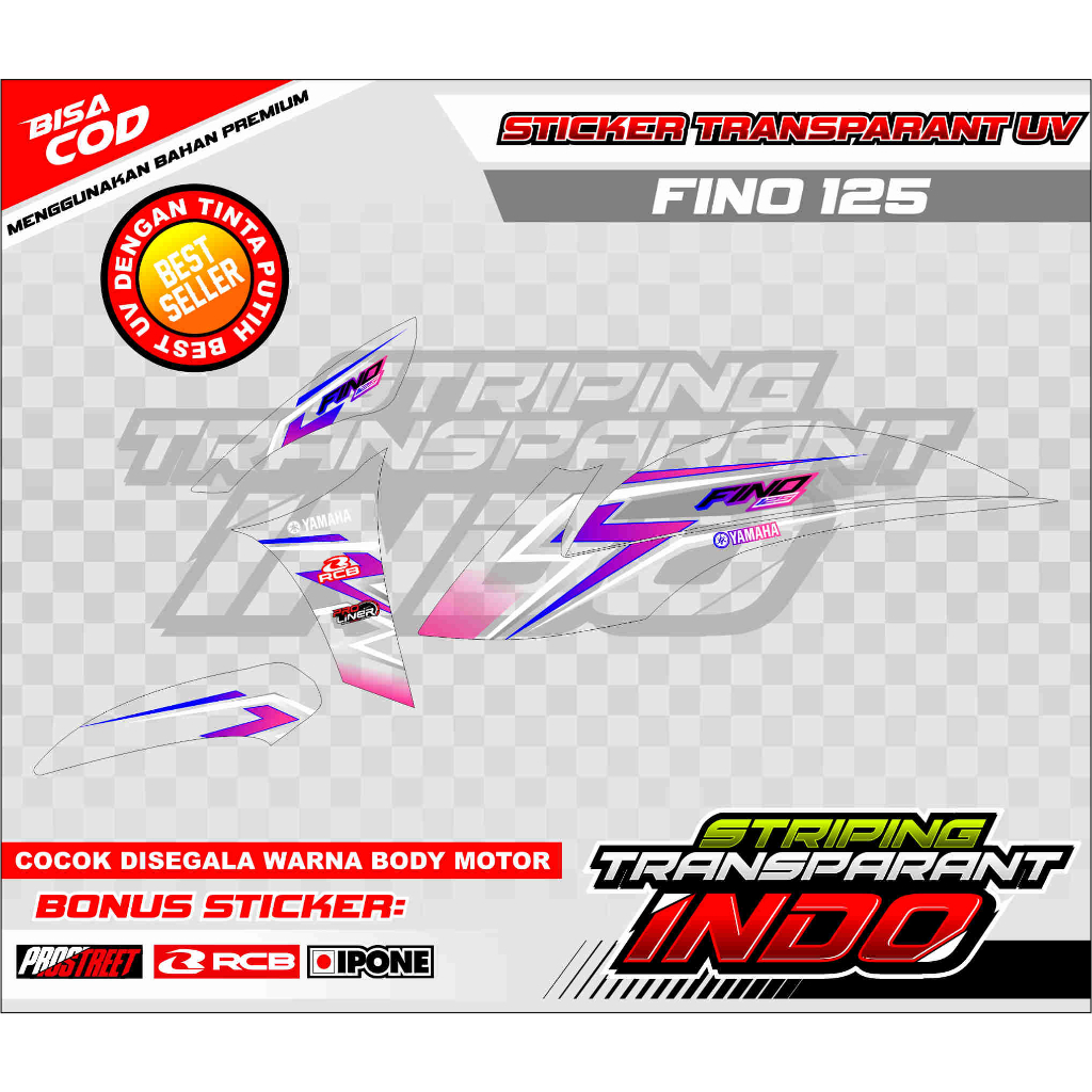 Jual STRIPING VARIASI FINO 125 RACING TRANSPARAN UV / STICKER LIST ...