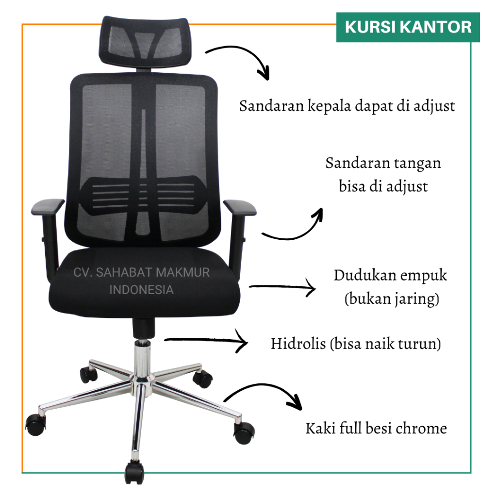 Jual Kursi Kantor Astrovis ADC-815, Kursi Hidrolik, Kursi Kantor Jaring ...