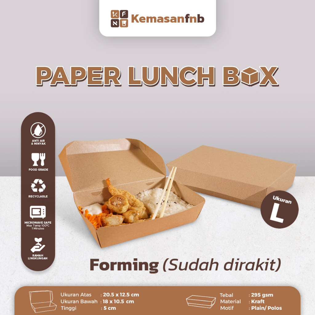 Jual Paper Lunch Box [Forming] polos kraft 295gr laminasi 1PE ukuran L | Shopee Indonesia