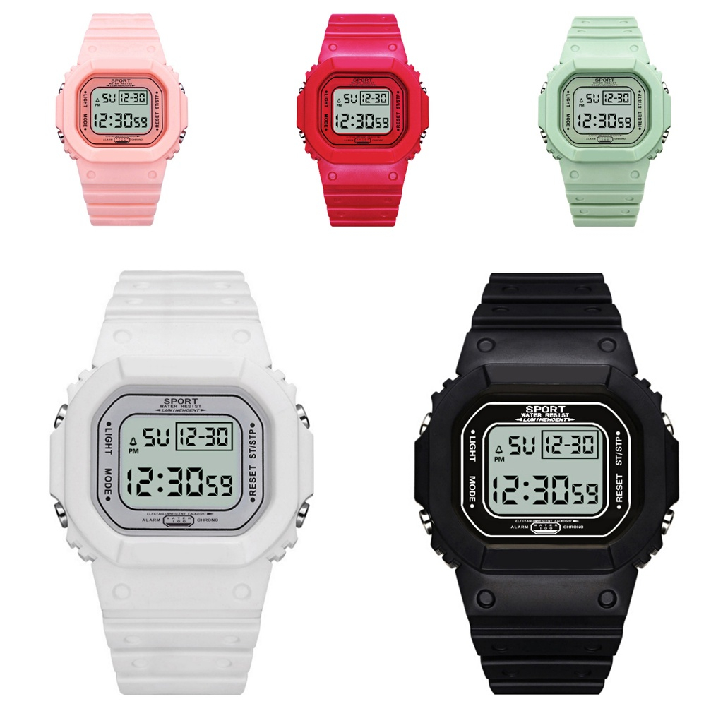 Jual Jam Tangan Wanita Pria Digital Water Resistant Korean Style Sport ...