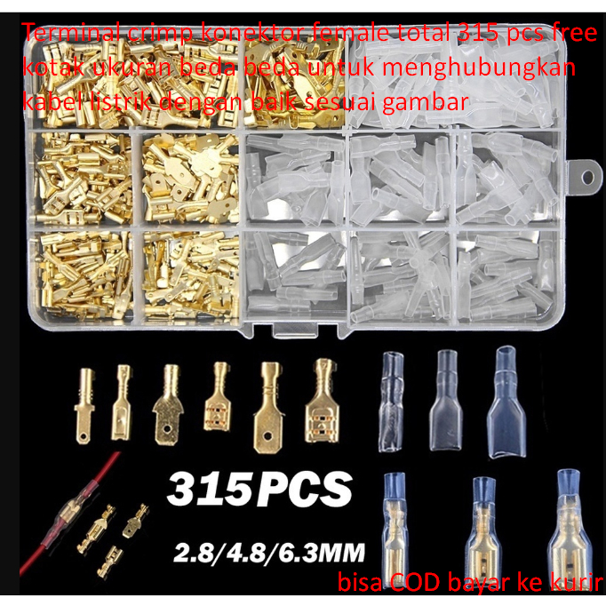 Jual Terminal crimp konektor female total 315 pcs free kotak ukuran ...