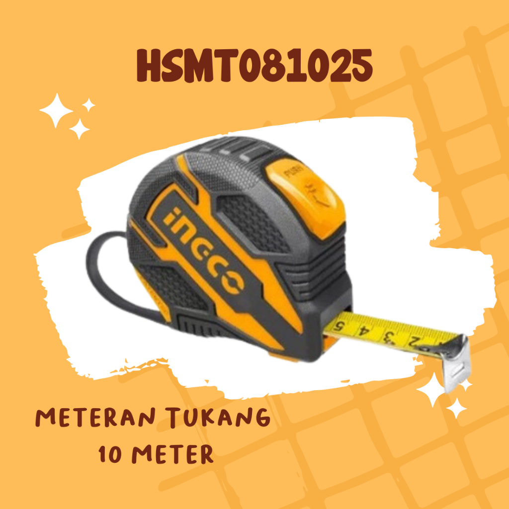 Jual Meteran Tukang 10 Meter INGCO HSMT081025 Measuring Tape 10 Meteran ...